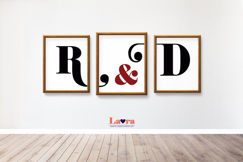 Set of 3 Couple Initials, Custom Wedding Gift, Initials Couple Frames ...