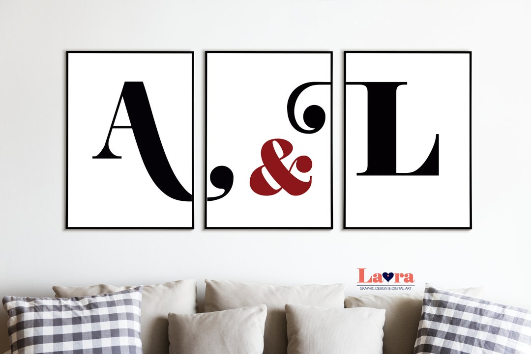 Set of 3 Couple Initials, Custom Wedding Gift, Initials Couple Frames ...