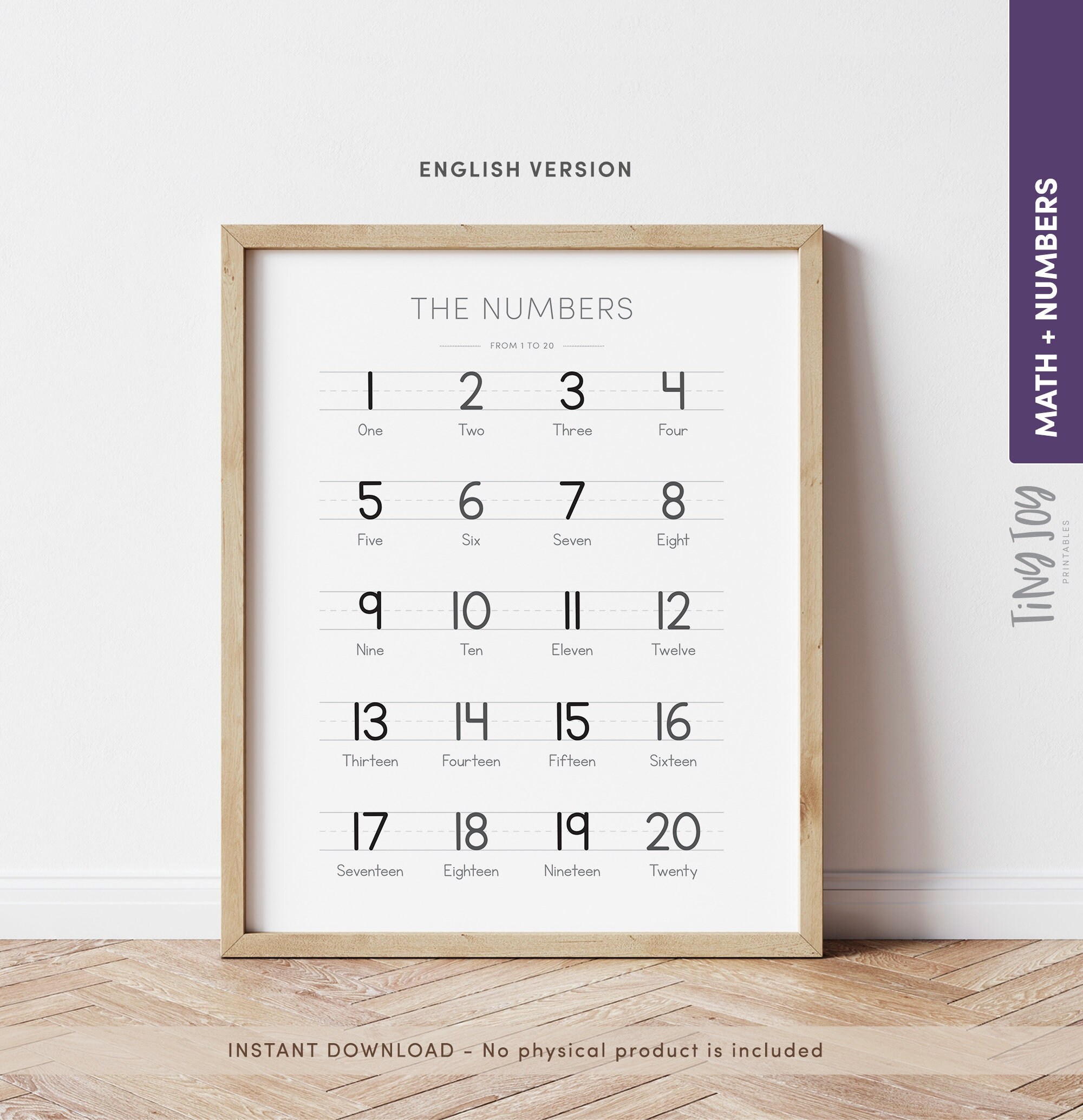 1-20 Numbers Chart Count to 1-20 Printable Numbers Counting - Etsy