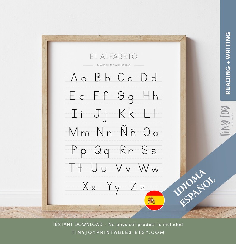 Spanish Alphabet Poster, Handwriting Chart, ABC Print, Educational Art ...