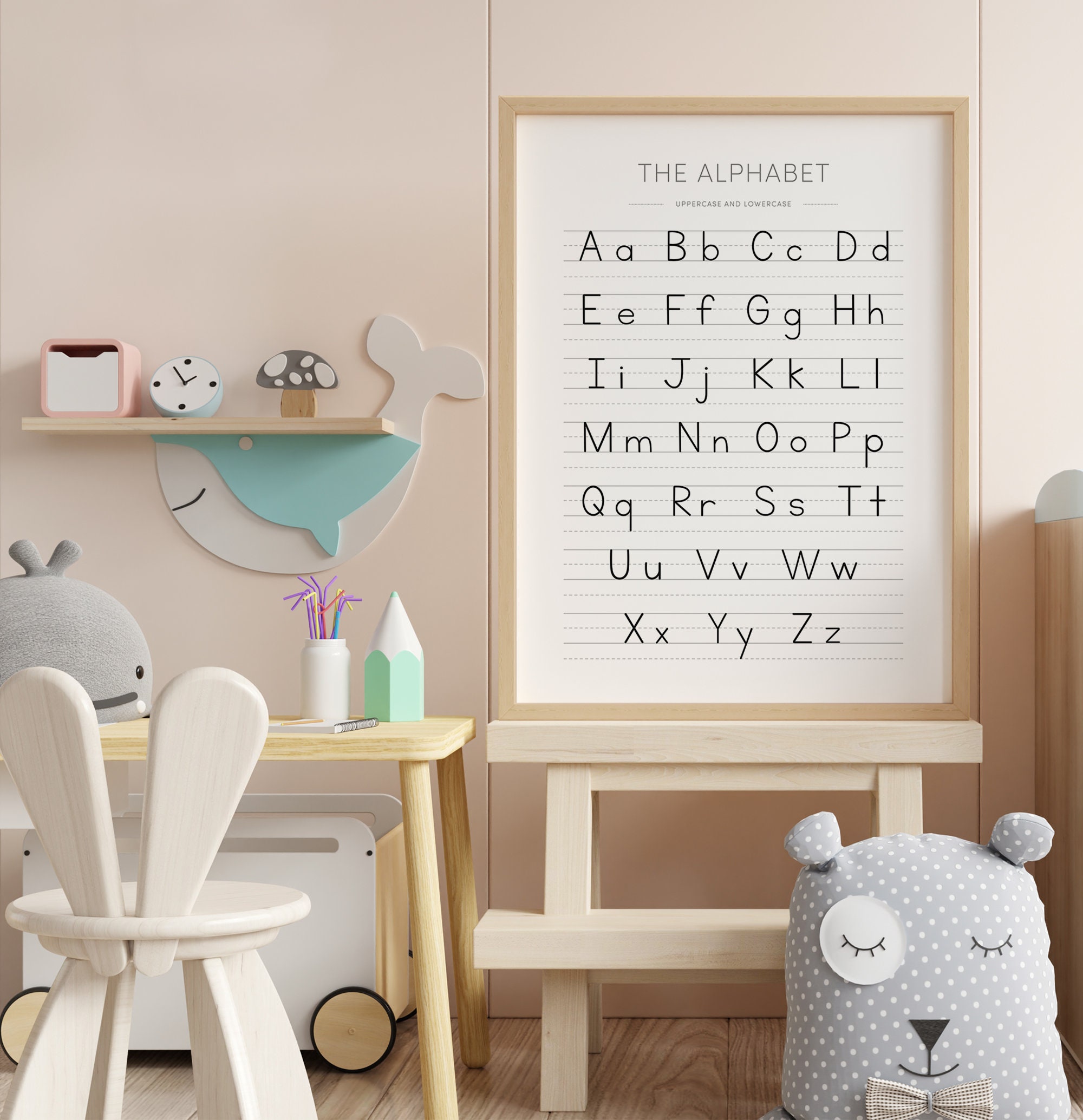 Alphabet Poster Handwriting Chart ABC Print Educational - Etsy