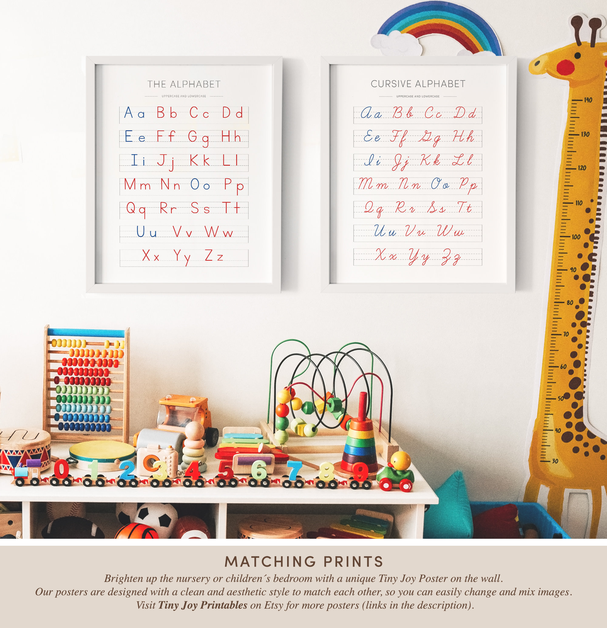 Montessori Cursive Alphabet Poster Handwriting Chart ABC - Etsy