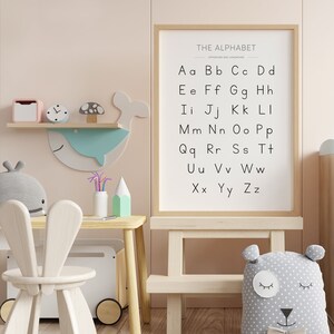 Alphabet Poster, Handwriting Chart, ABC Print, Educational Art, Kids ...