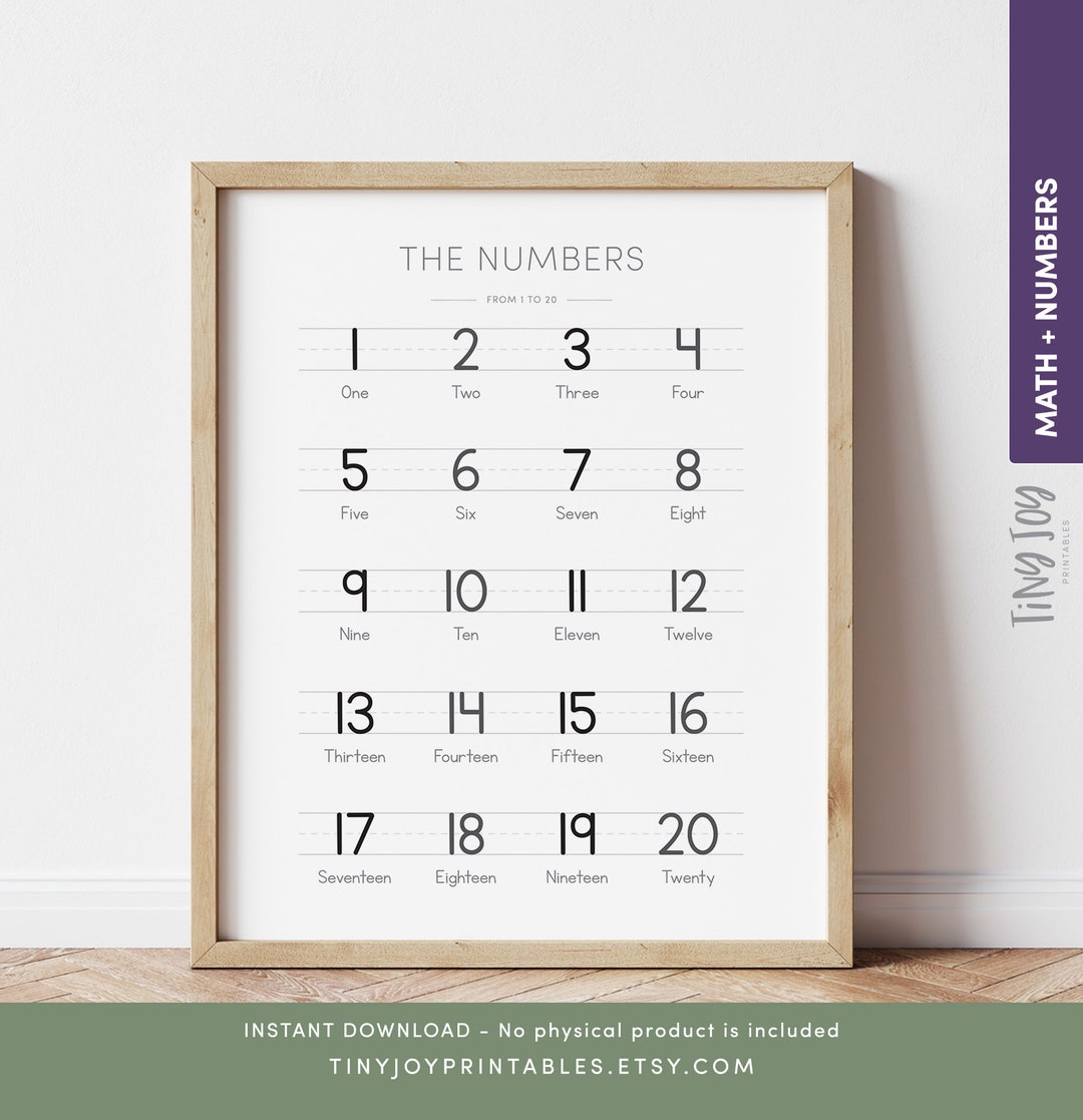 1-20 Numbers Chart, Count to 1-20 Printable, Numbers Counting Chart ...