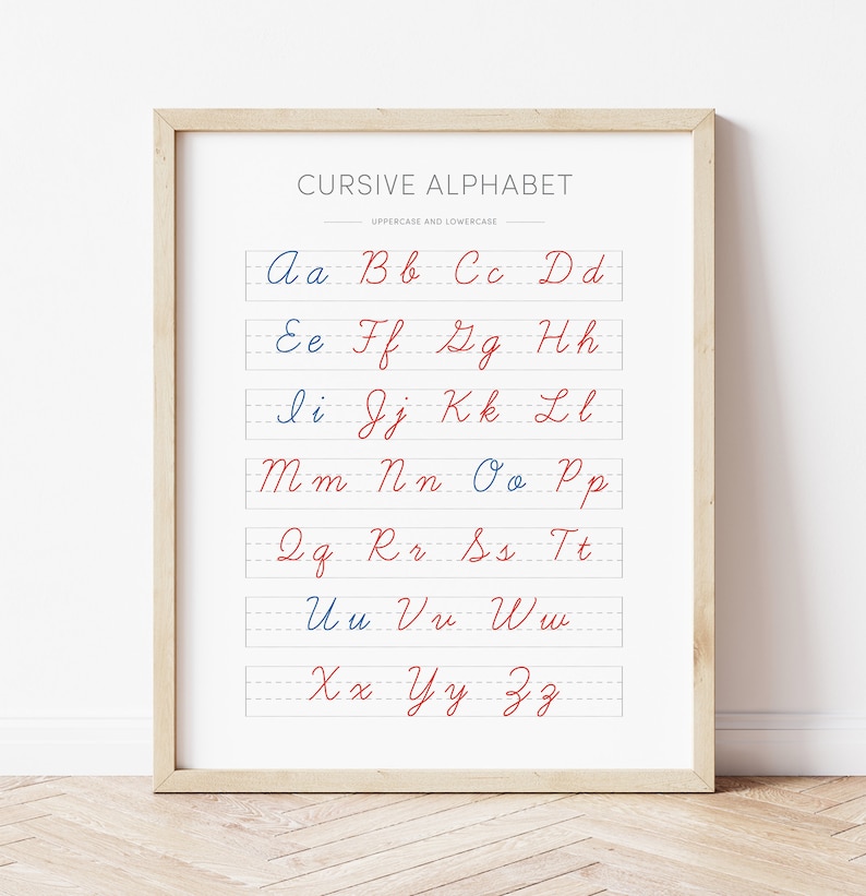 Montessori Cursive Alphabet Poster, Handwriting Chart, ABC Print ...