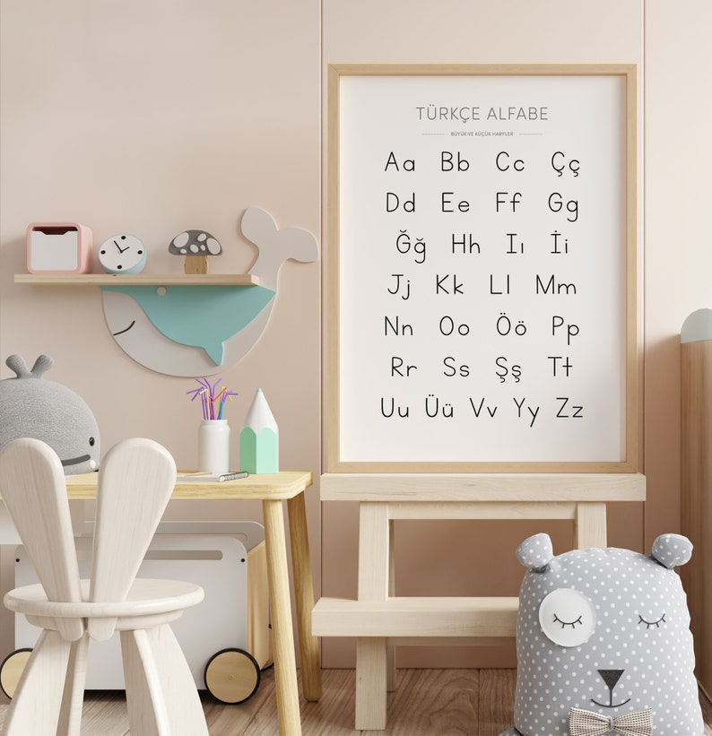 Turkish Alphabet Poster, Handwriting Chart, ABC Print, Educational Art ...
