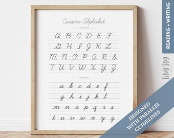 Cursive Alphabet Poster, Handwriting Chart, ABC Print, Homeschool ...