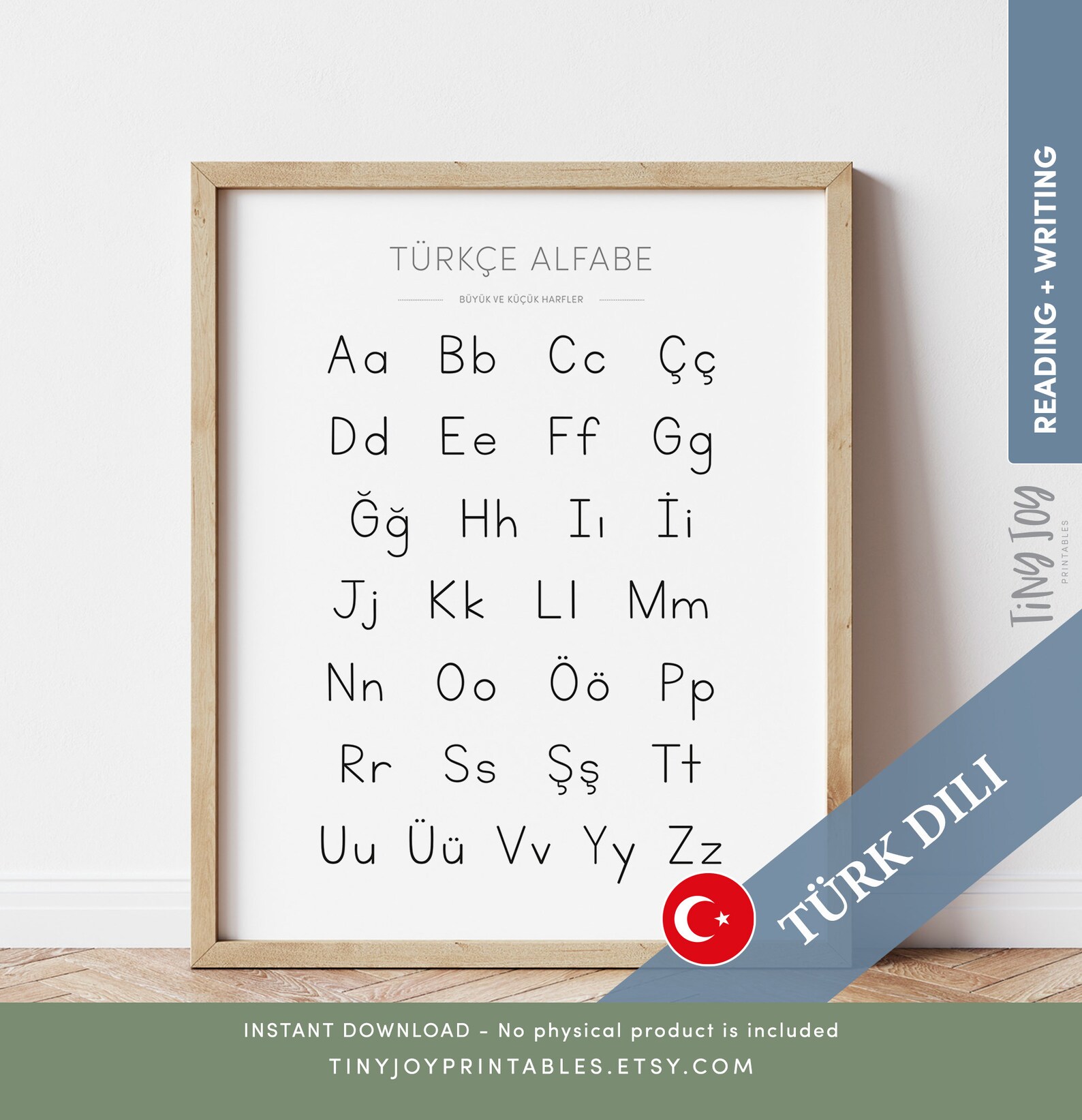 Turkish Alphabet Poster, Handwriting Chart, ABC Print, Educational Art ...