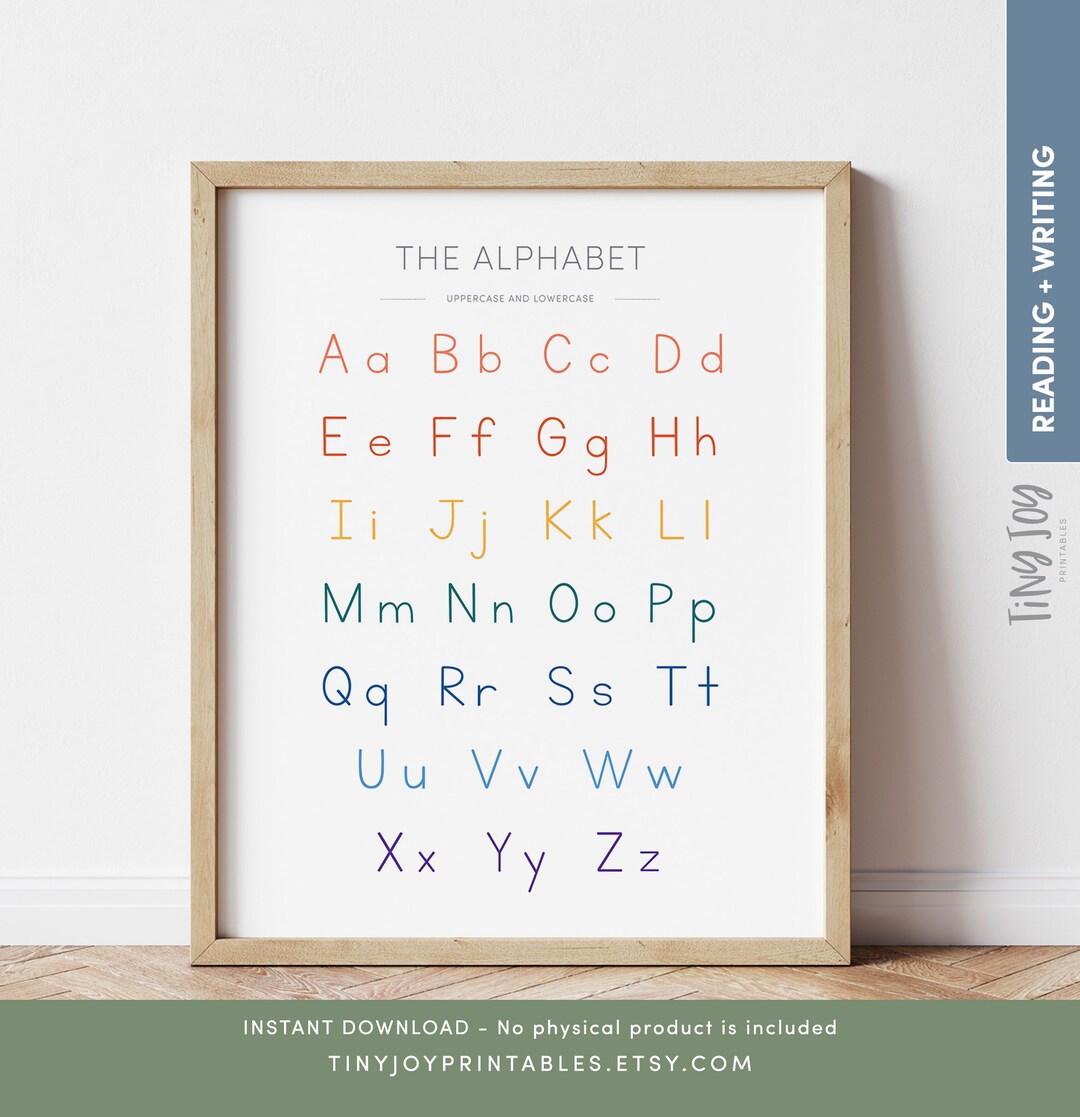 Alphabet Poster, Handwriting Chart, ABC Print, Educational Art, Kids ...