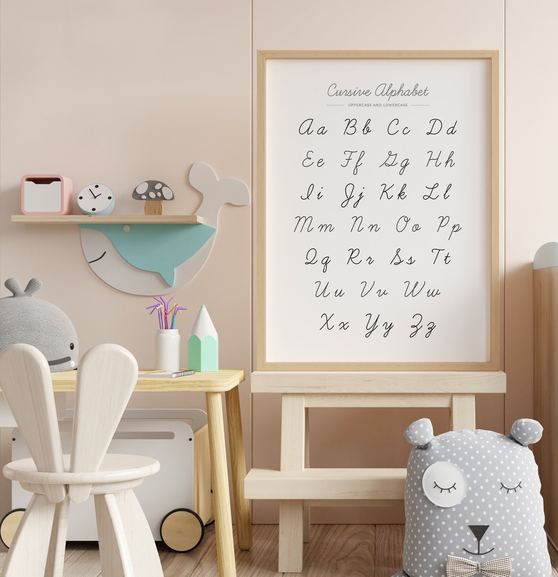 Cursive Alphabet Poster Handwriting Chart ABC Print - Etsy
