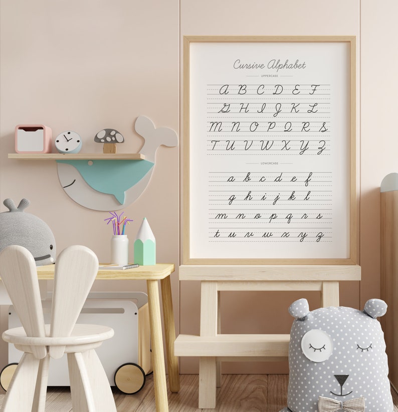 Cursive Alphabet Poster Handwriting Chart ABC Print - Etsy