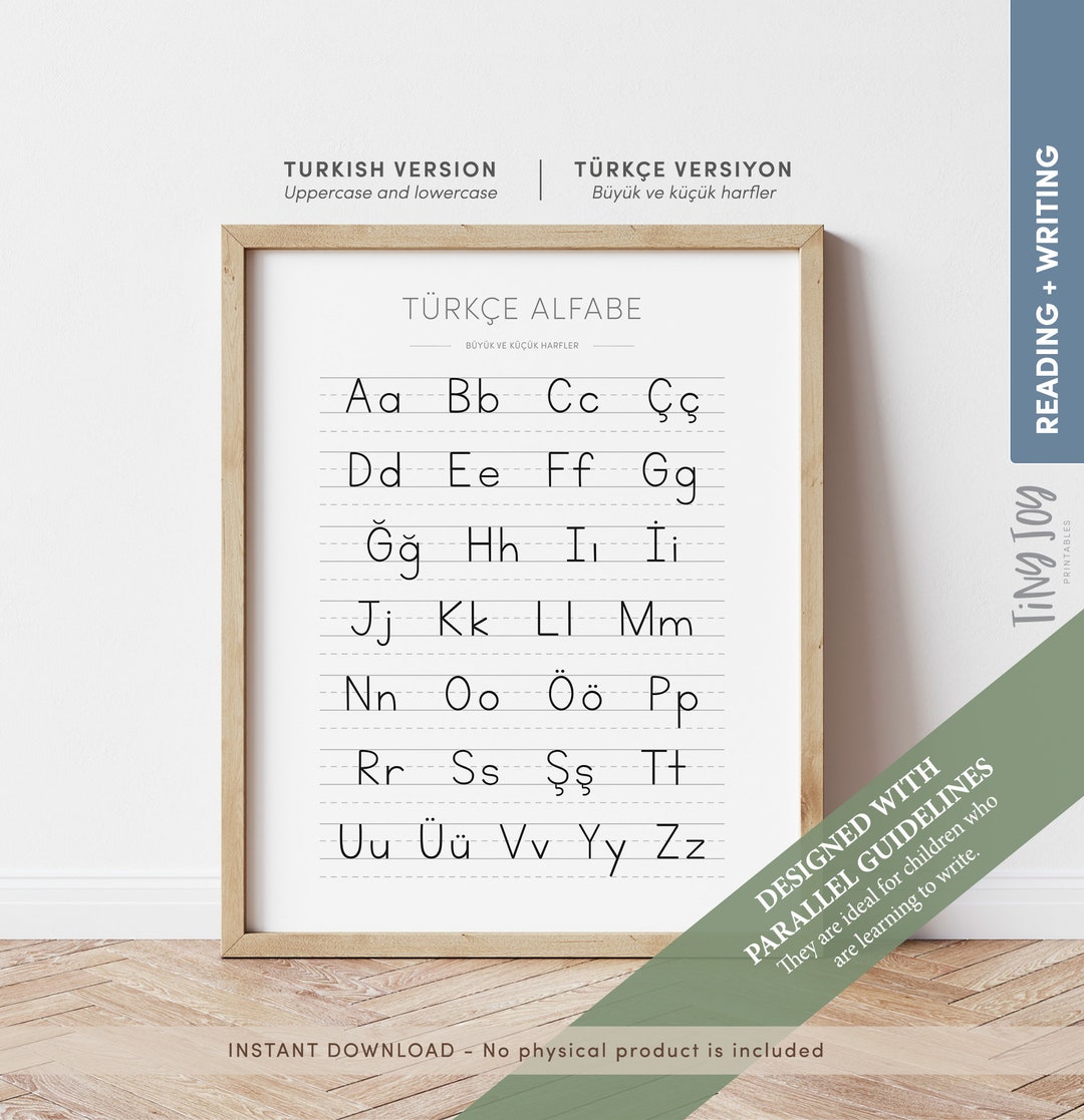 Turkish Alphabet Poster Handwriting Chart ABC Print - Etsy
