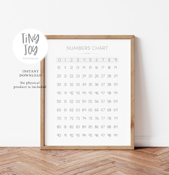 0-99 Numbers Chart Count to 0-99 Printable Numbers Counting - Etsy