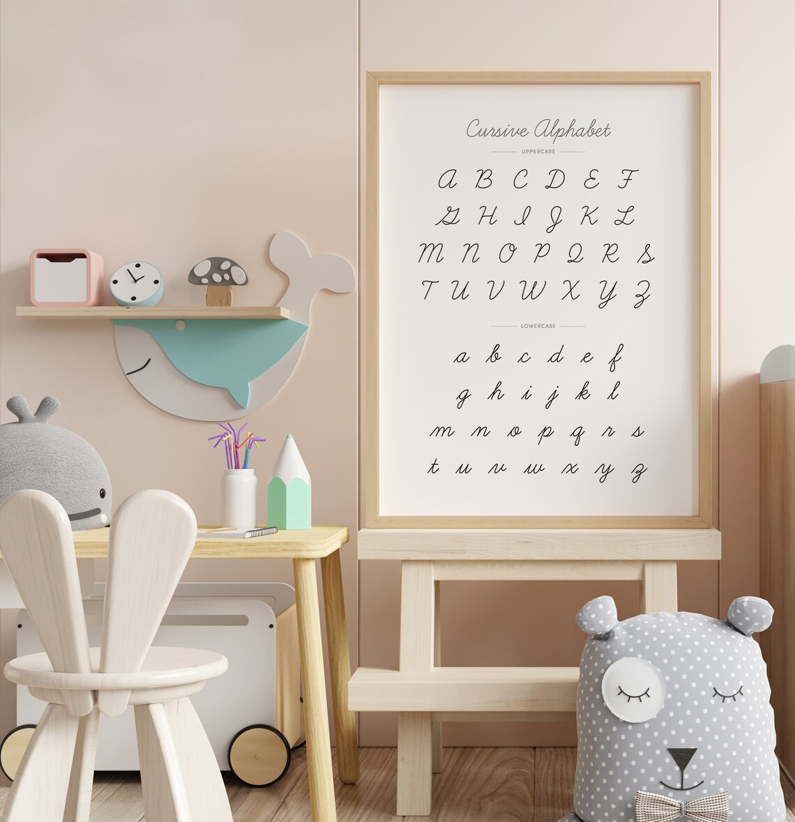 Cursive Alphabet Poster Handwriting Chart ABC Print - Etsy