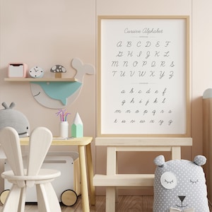 Cursive Alphabet Poster, Handwriting Chart, ABC Print, Educational Art ...