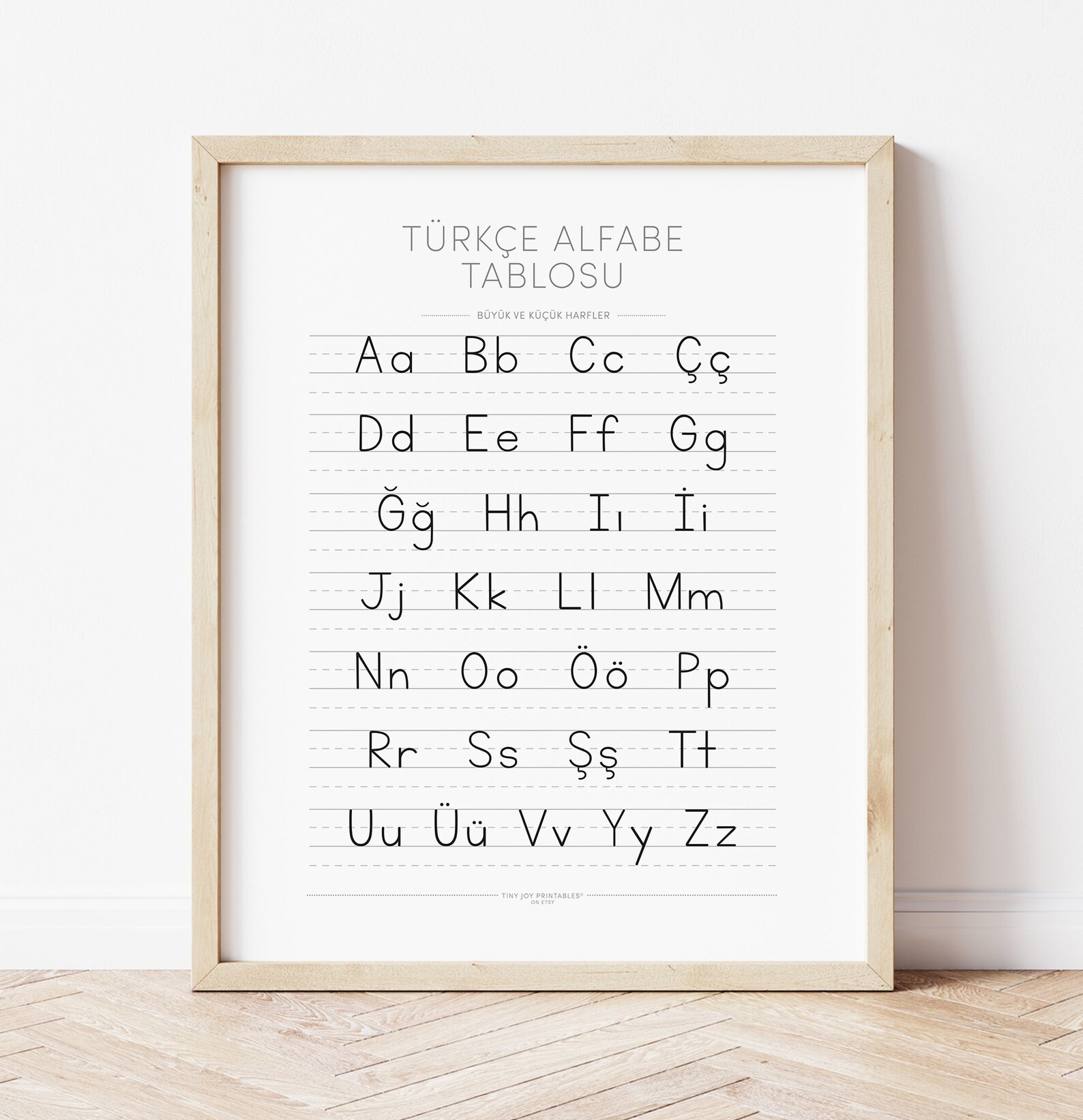 Turkish Alphabet Poster Handwriting Chart ABC Print | Etsy