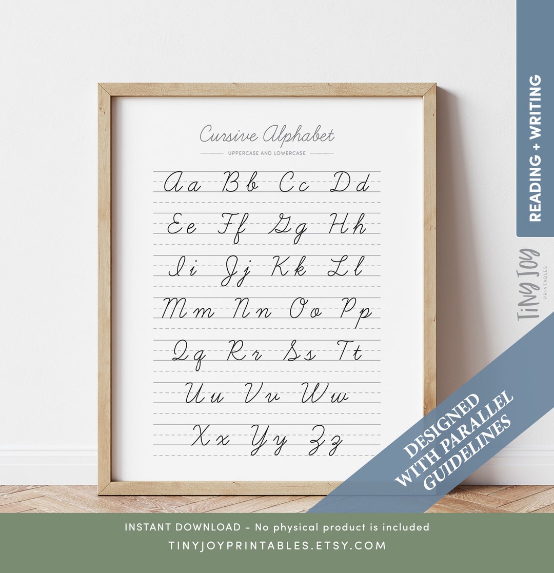 Cursive Alphabet Poster, Handwriting Chart, ABC Print, Educational Art ...