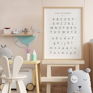 Alphabet Poster, Handwriting Chart, ABC Print, Educational Art, Kids ...