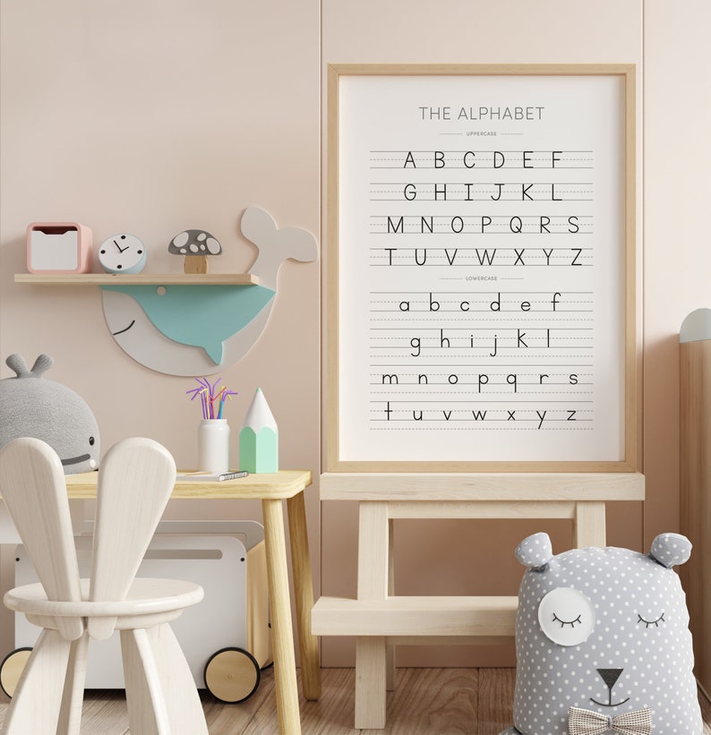 Alphabet Poster Handwriting Chart ABC Print Educational | Etsy