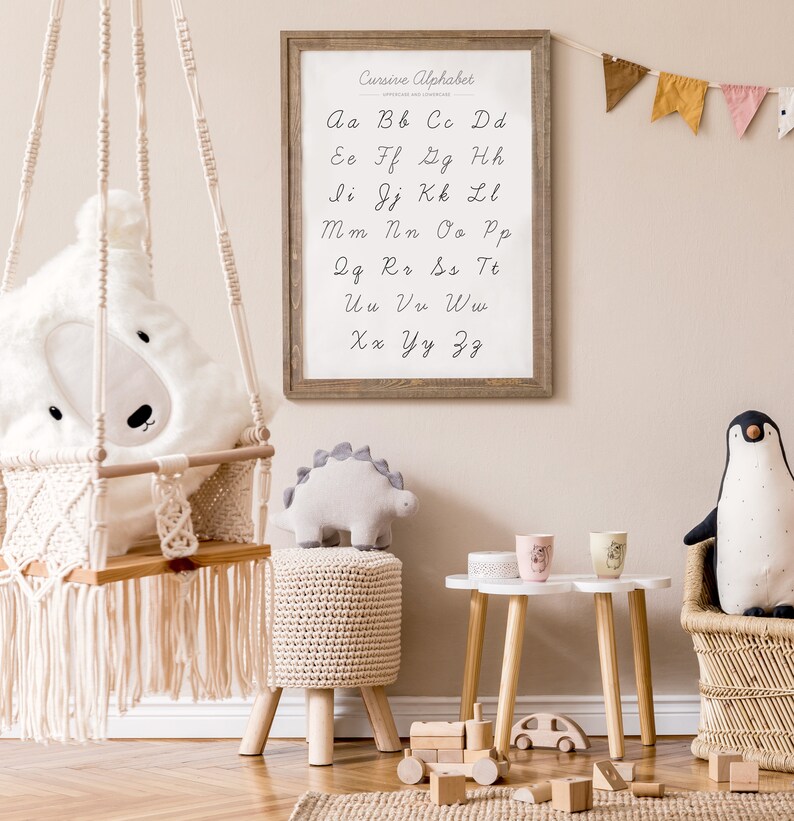 Cursive Alphabet Poster, Handwriting Chart, ABC Print, Educational Art ...