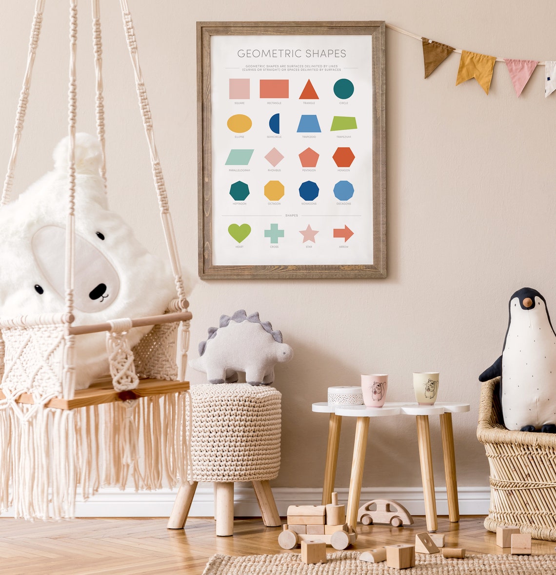 Shapes Print Geometric Shapes Poster Montessori Poster - Etsy