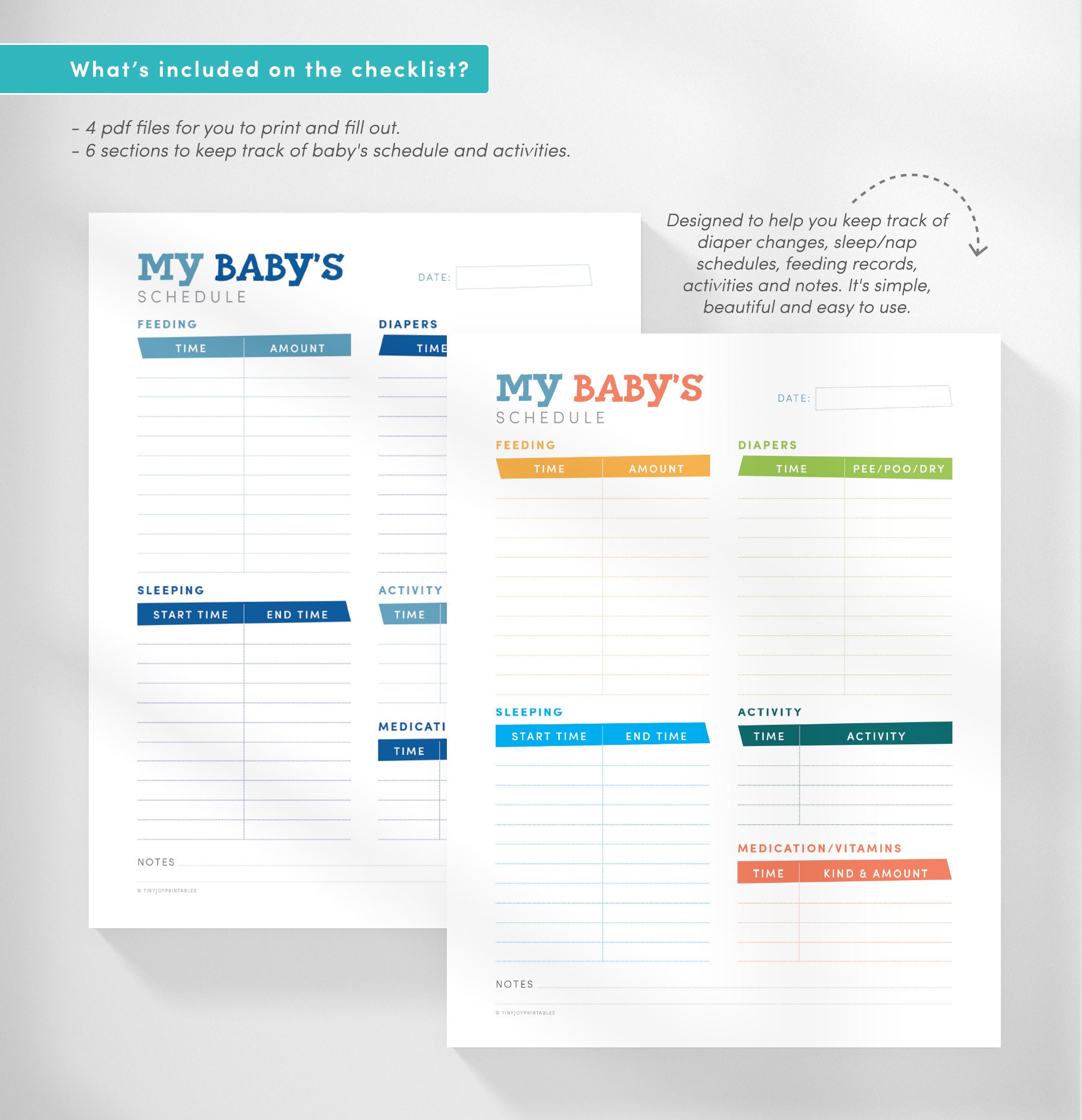 Baby Schedule Template, Baby Printable, Tracker Printable, Daily Baby ...
