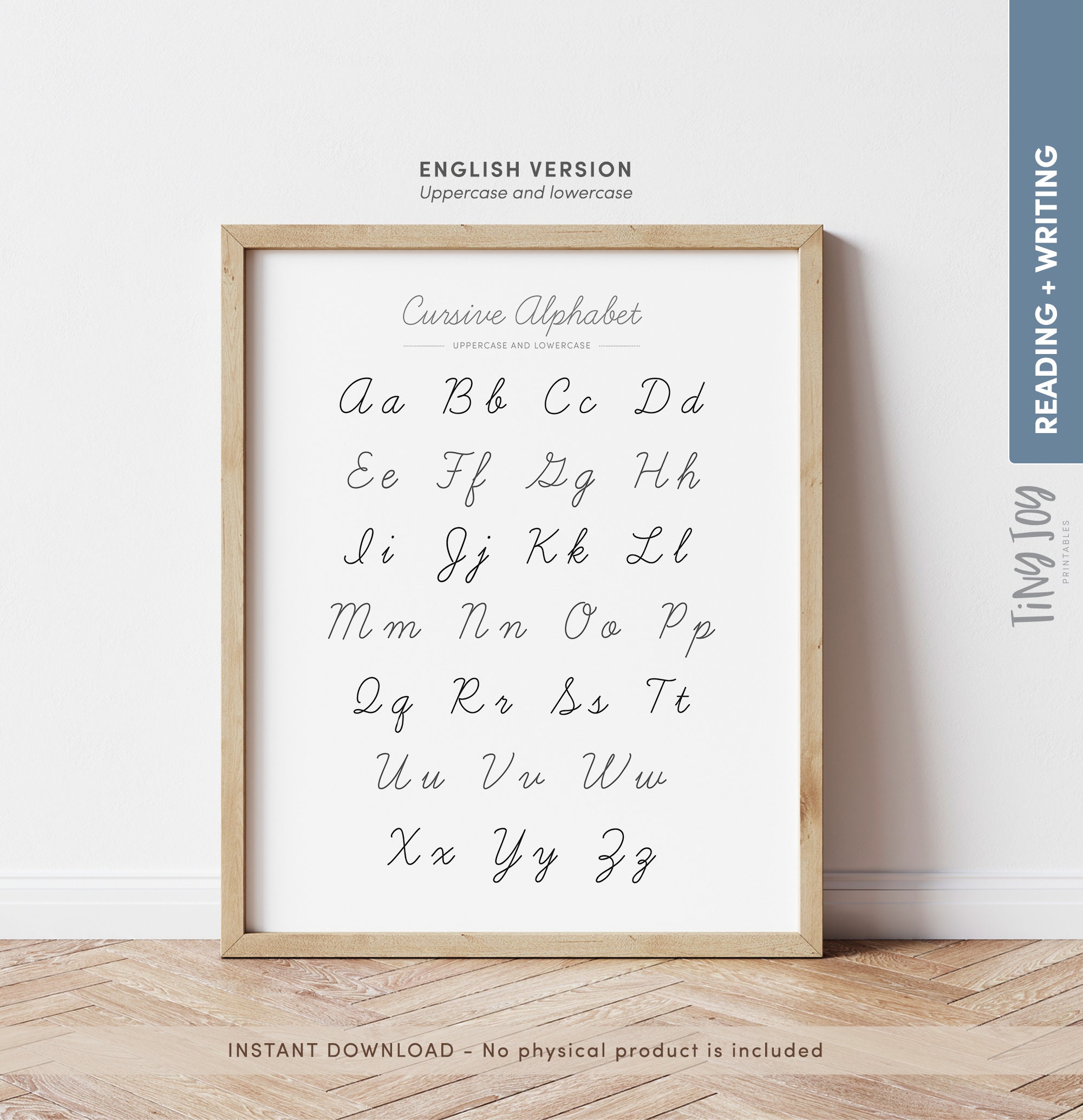 Cursive Alphabet Poster, Handwriting Chart, ABC Print, Educational Art ...