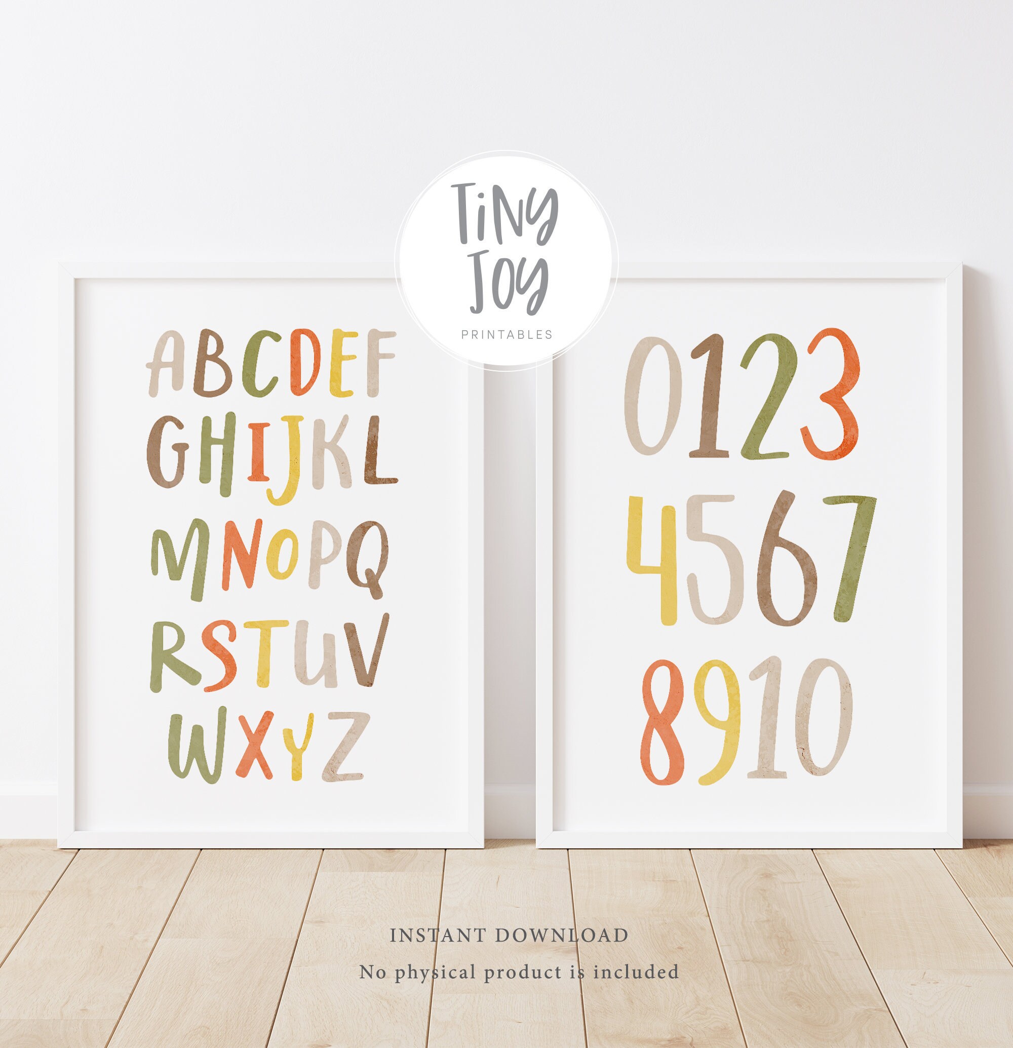 Neutral Alphabet Poster, Alphabet Print, ABC Print, Numbers Print ...