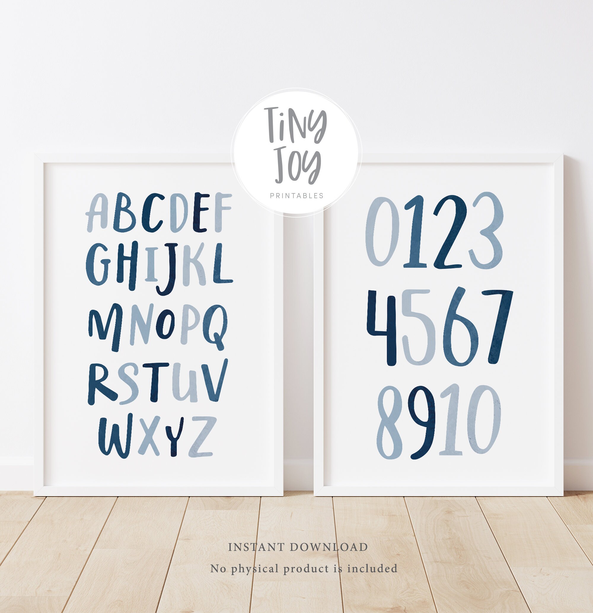 Navy Blue Alphabet Poster, ABC Print, PRINTABLE Wall Art, Kids Room ...