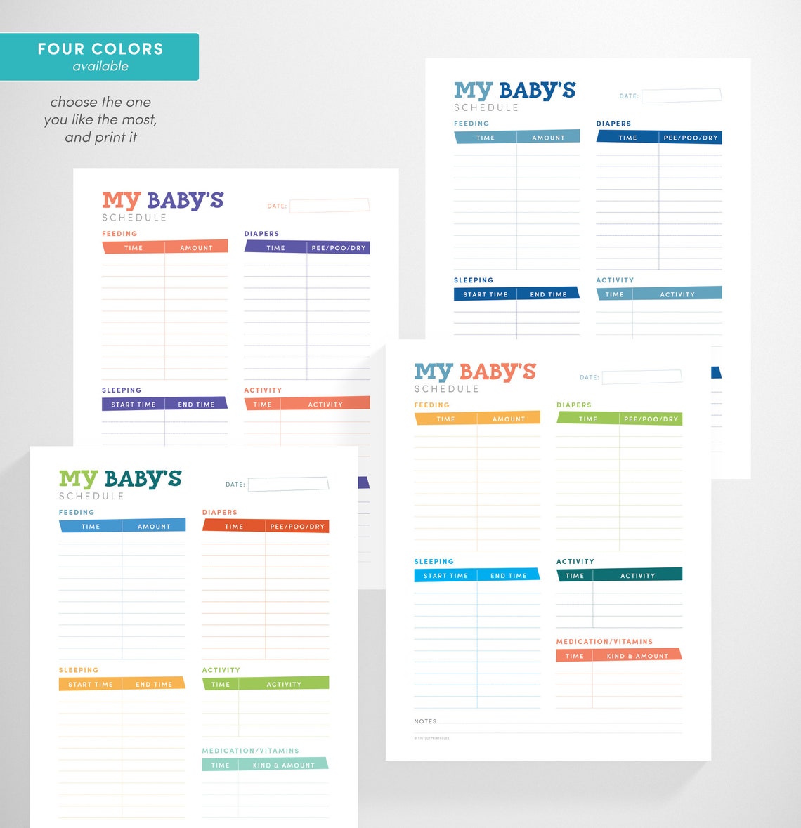 Baby Schedule Template, Baby Printable, Tracker Printable, Daily Baby ...