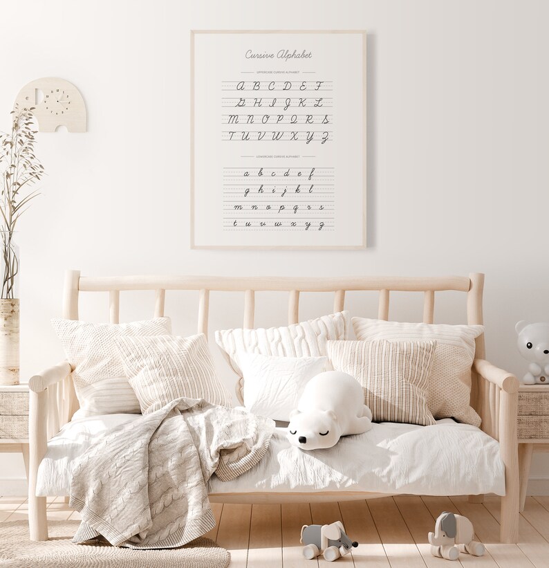 Cursive Alphabet Poster Handwriting Chart ABC Print | Etsy