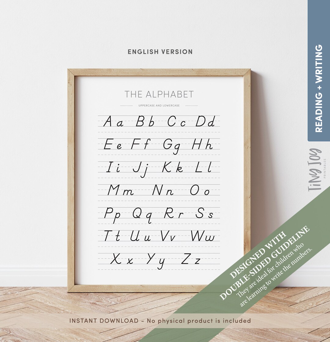 Alphabet Poster, Handwriting Chart, ABC Print, Educational Art, Kids ...