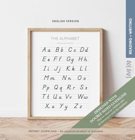 Alphabet Poster Handwriting Chart ABC Print Educational - Etsy