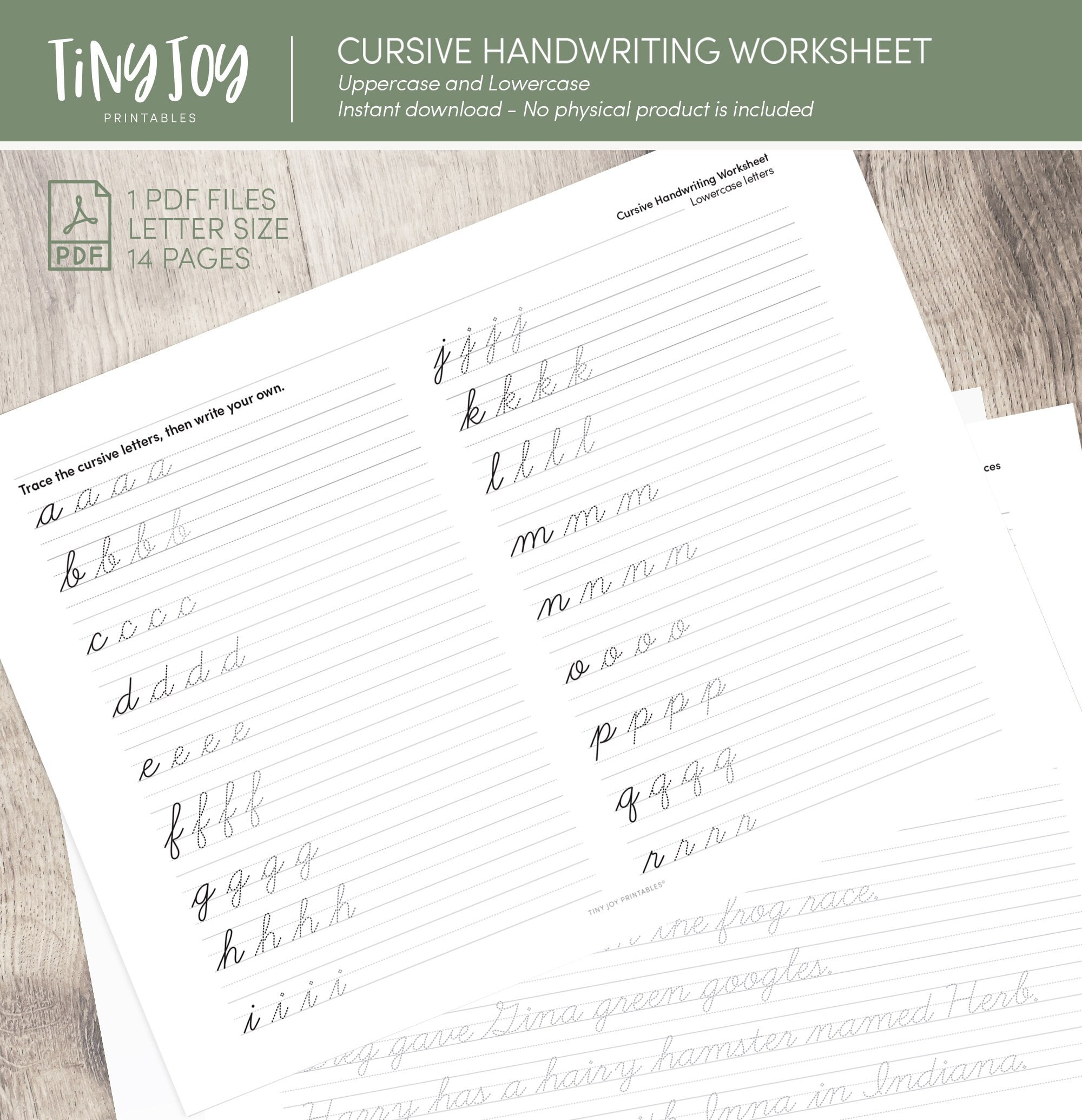 Printable Cursive Worksheets 14 Pages letters and Sentences - Etsy