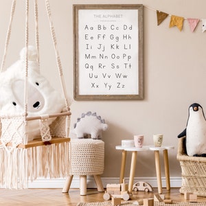 Alphabet Poster, Handwriting Chart, ABC Print, Educational Art, Kids ...
