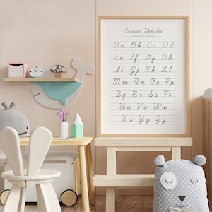 Cursive Alphabet Poster, Handwriting Chart, ABC Print, Educational Art ...