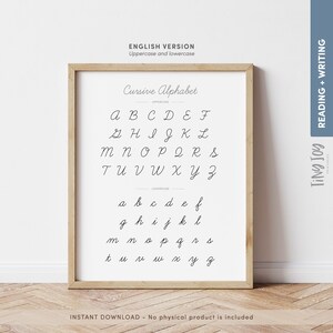 Cursive Alphabet Poster Handwriting Chart ABC Print - Etsy