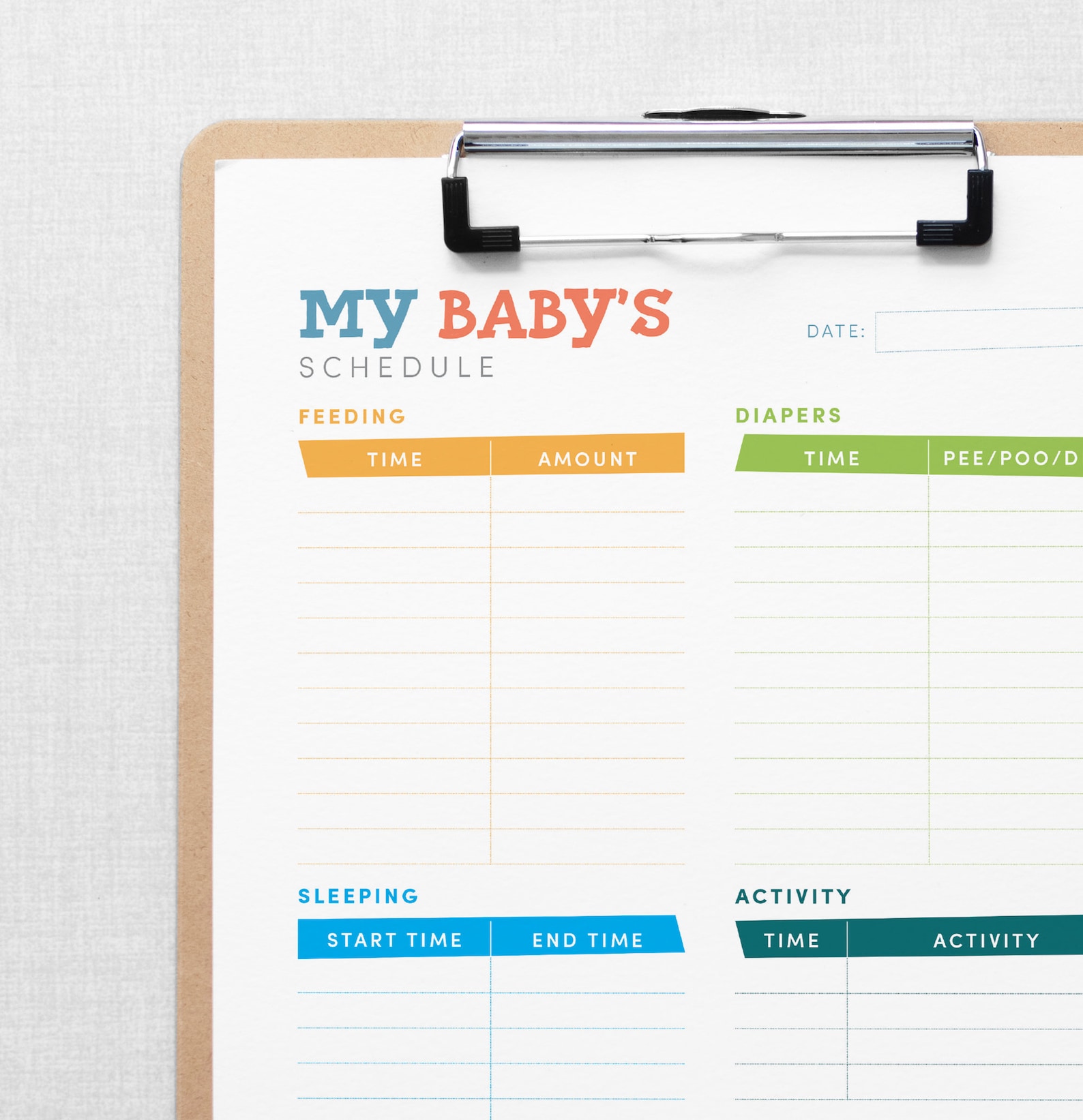 Baby Schedule Template, Baby Printable, Tracker Printable, Daily Baby ...