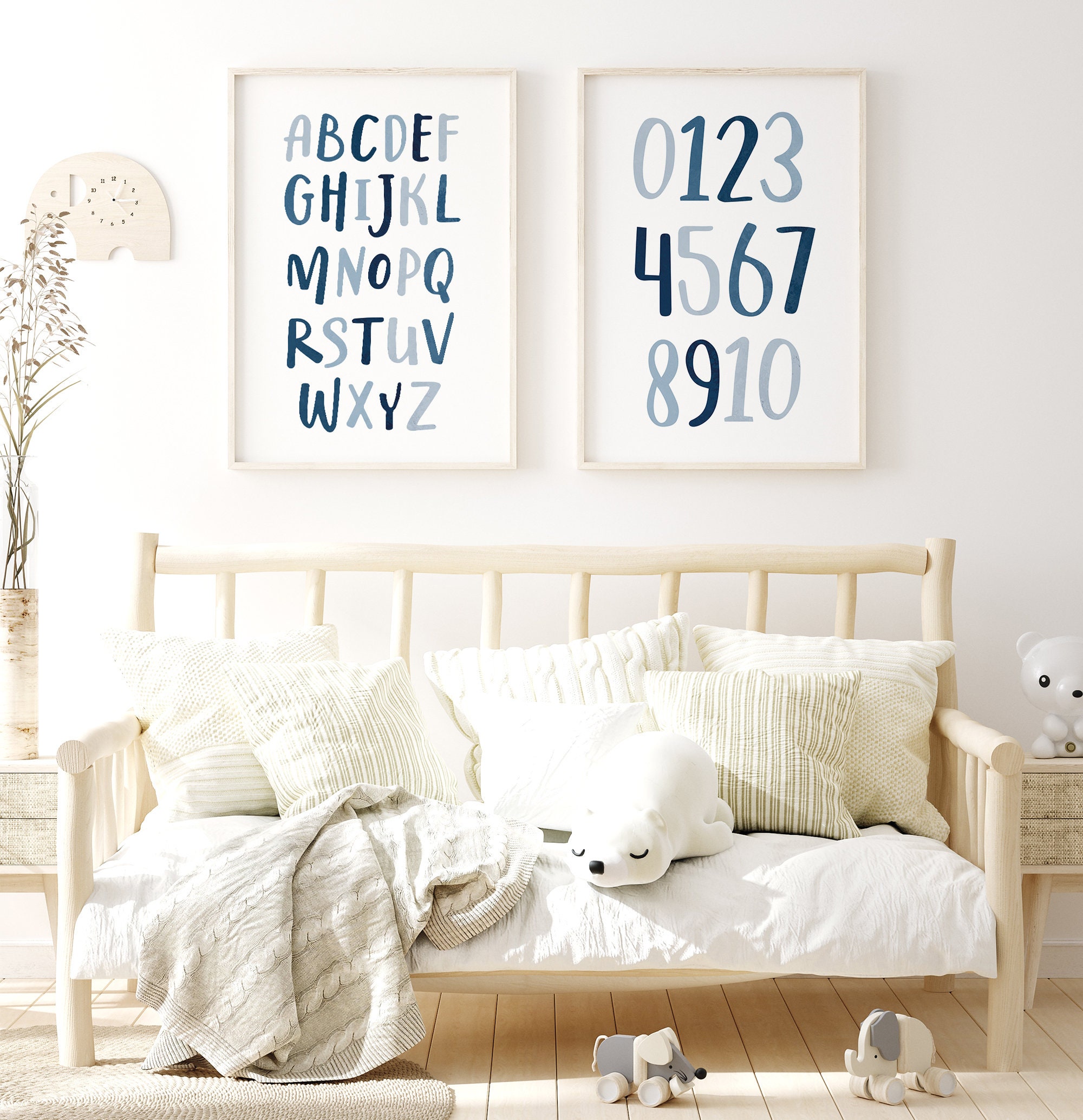 Navy Blue Alphabet Poster, ABC Print, PRINTABLE Wall Art, Kids Room ...