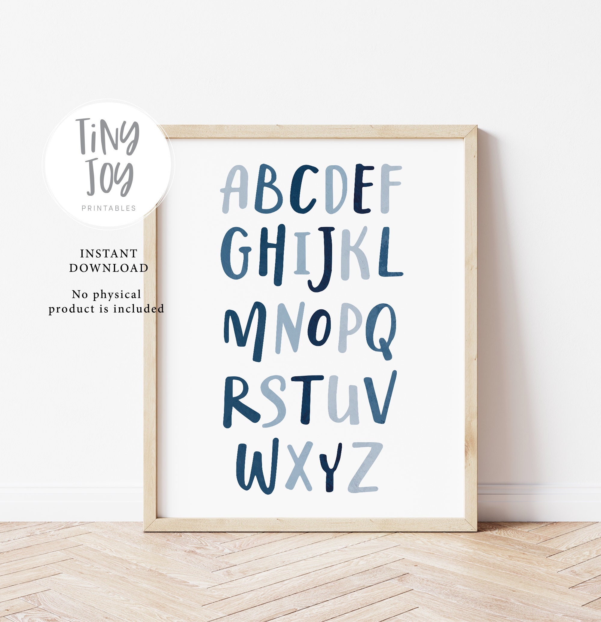 Navy Blue Alphabet Poster, ABC Print, PRINTABLE Wall Art, Kids Room ...