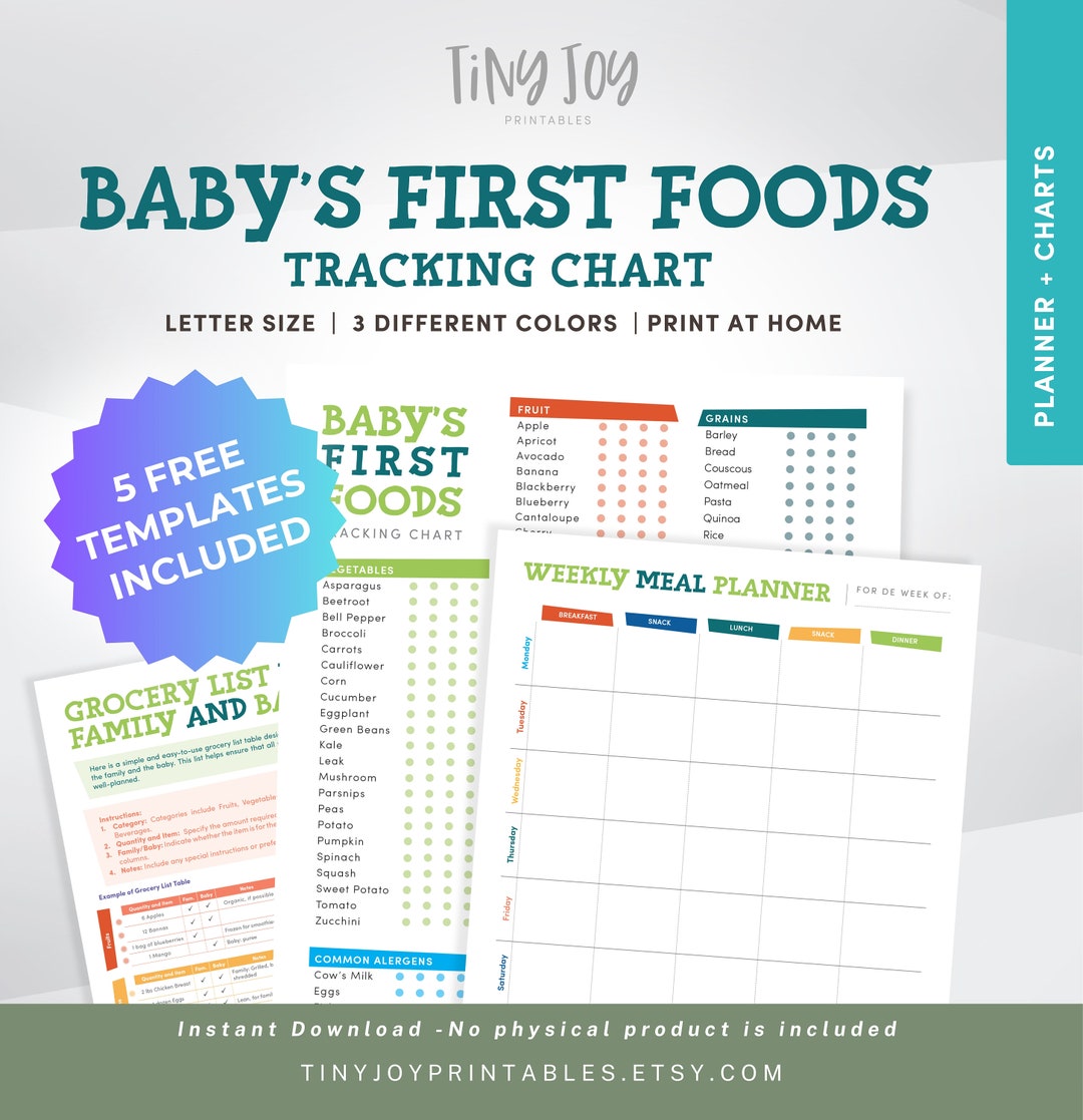 Baby First Food, Baby Food Diary, Baby Food Tracker Printable, Baby ...