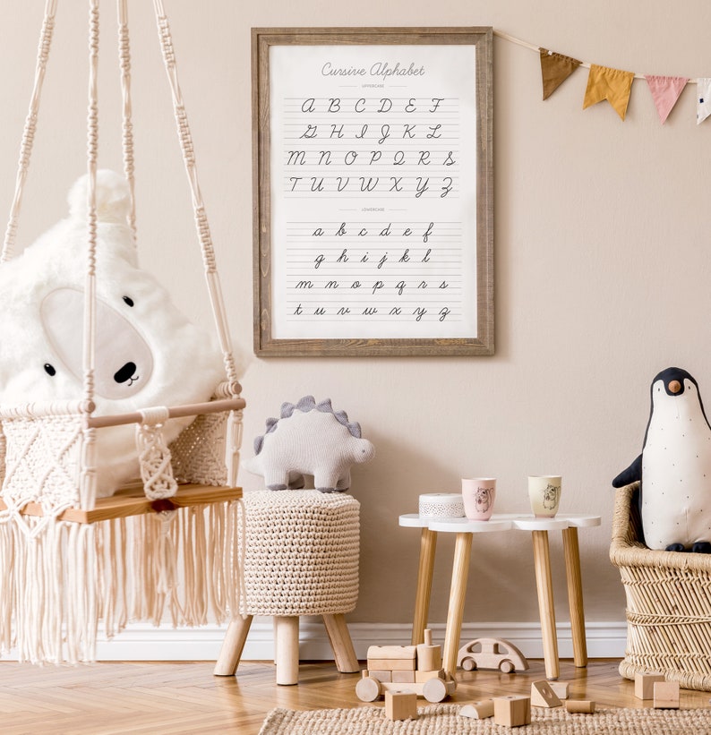 Cursive Alphabet Poster Handwriting Chart ABC Print - Etsy