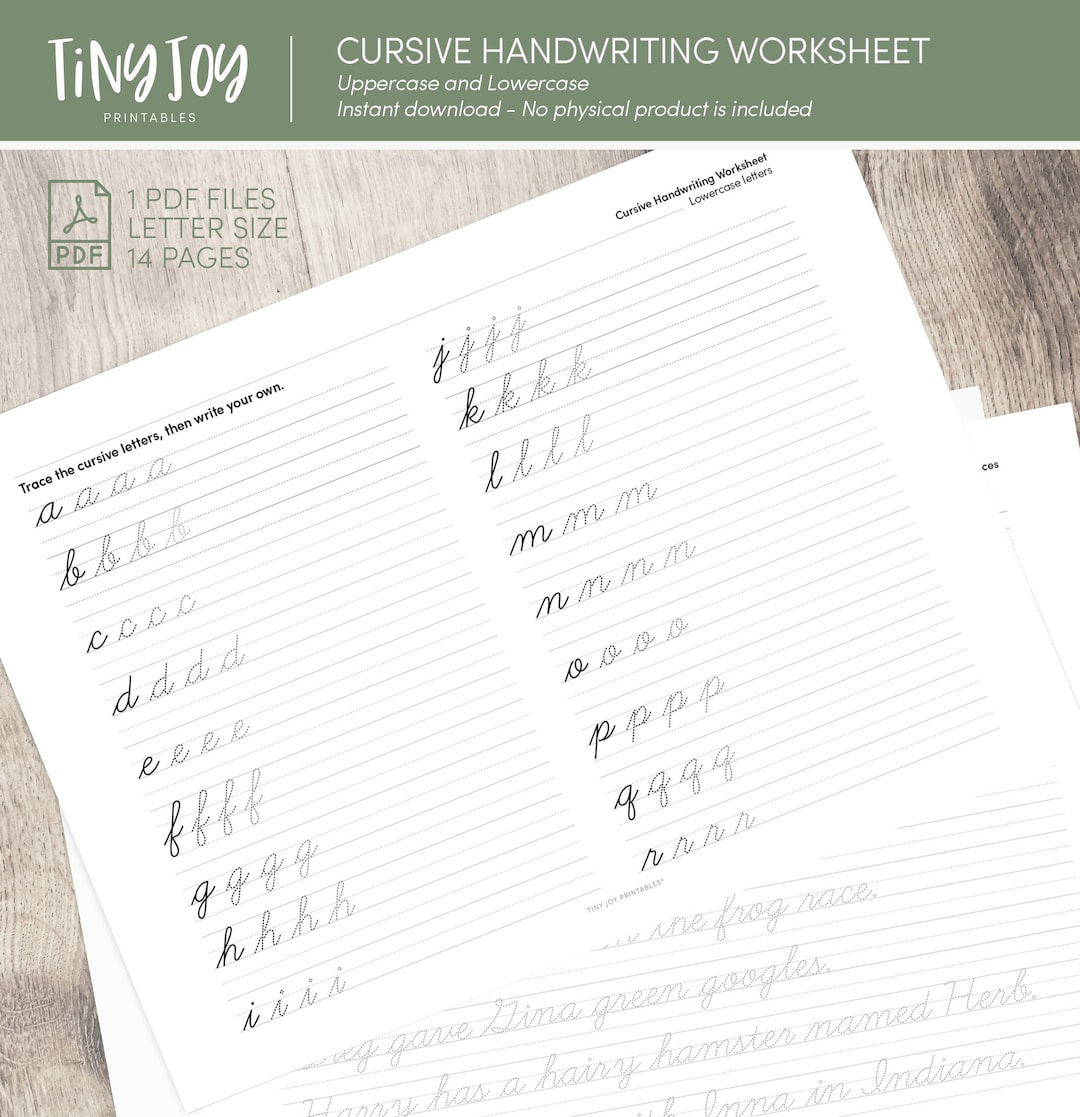 Printable Cursive Worksheets, 14 Pages (letters and Sentences) for ...