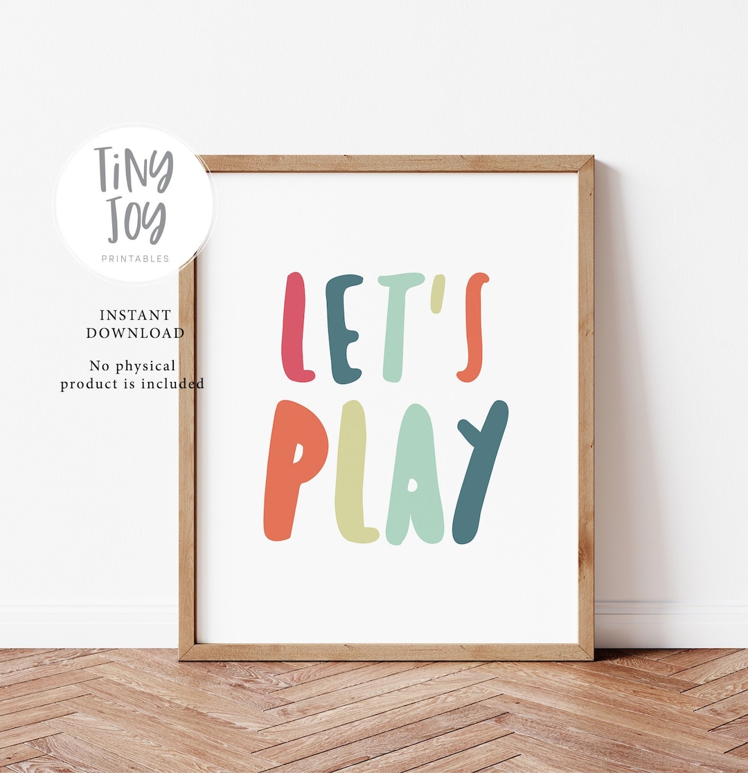 Let's Play Print, Printable Art, Lets Play Sign, Playroom Poster ...