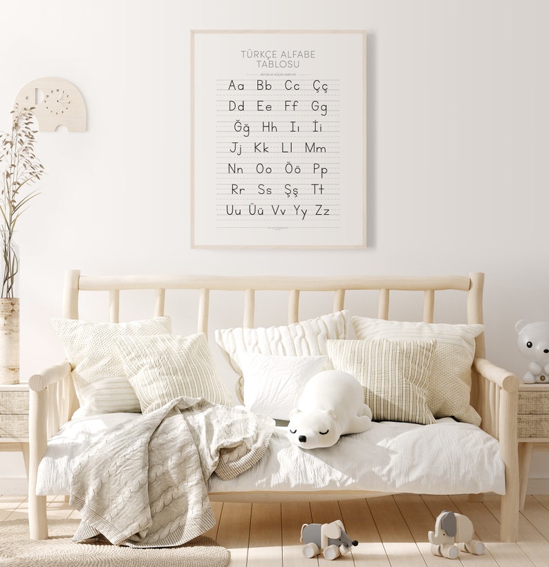 Turkish Alphabet Poster Handwriting Chart ABC Print | Etsy