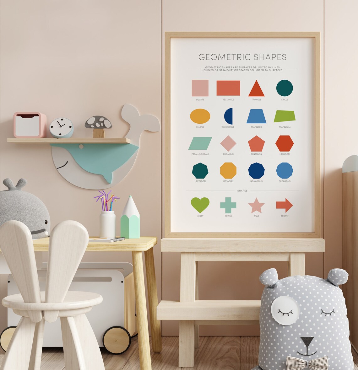 Shapes Print Geometric Shapes Poster Montessori Poster | Etsy