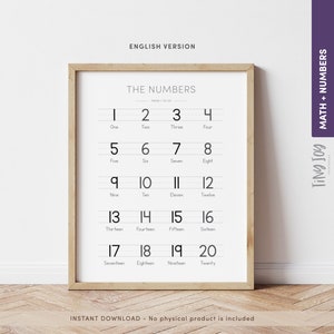 1-20 Numbers Chart, Count to 1-20 Printable, Numbers Counting Chart ...