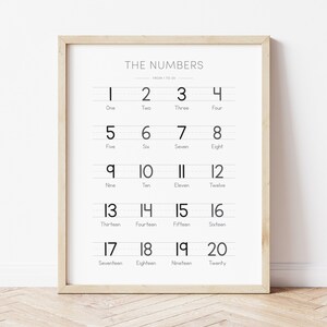 1-20 Numbers Chart, Count to 1-20 Printable, Numbers Counting Chart ...