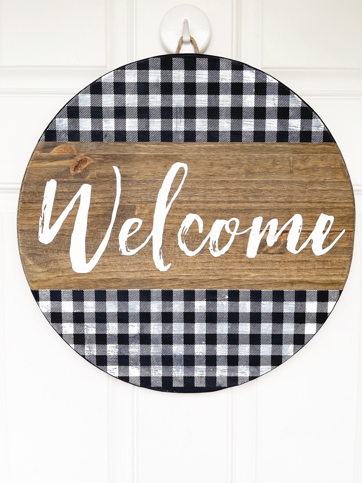 Wood Round, Welcome Rounds, Buffalo Check Wood Round, Farmhouse Round ...