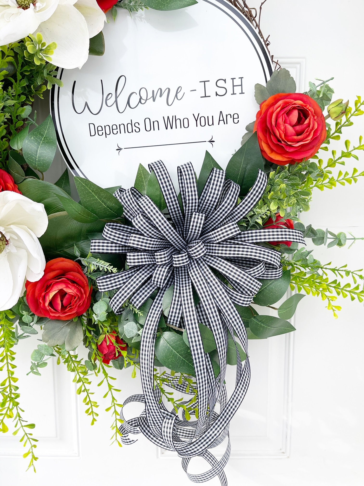 Welcome Wreath Whimsical Welcome Wreath Spring Welcome - Etsy